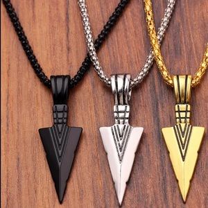 Accessories | New Black Titanium Arrow Pendant Necklace | Poshmark